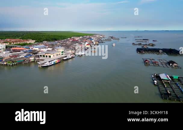 Pontian, Johor, Malaysia - Jun 03 2024: Elevated view of floating ...