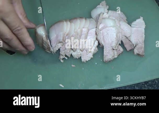 Slice Vietnamese ham into pieces and arrange on a plate Stock Video ...