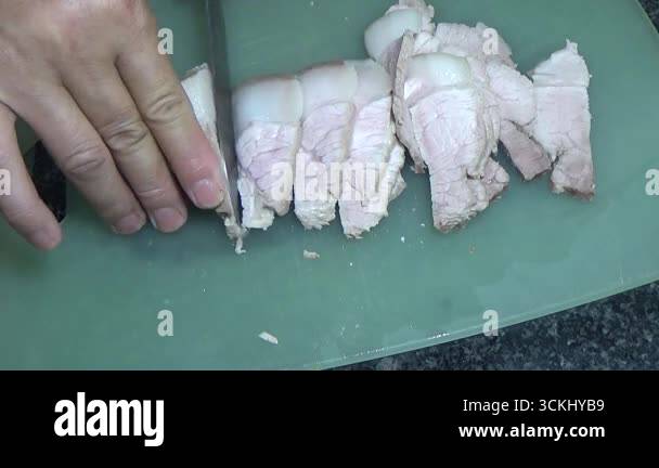Slice Vietnamese ham into pieces and arrange on a plate Stock Video ...