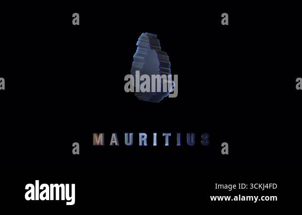 Holographic digital cartography visualization rotating mauritius map ...