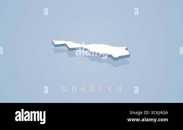 Detailed white 3d map of morocco rotating against light blue background ...