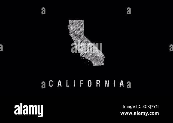 Pencil sketch rendering graphical california state contour, drawing ...