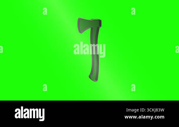 Metal axe rotating on green screen background, perfect for visual ...