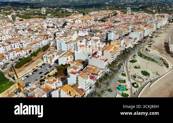 Aerial view of the beautiful beach of Altea, in the north coast of ...