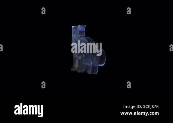 Holographic feline rotating against dark surface, showcasing futuristic ...