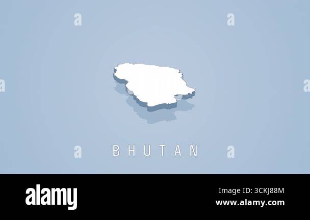 Detailed white 3d cartographic representation of bhutan spinning ...