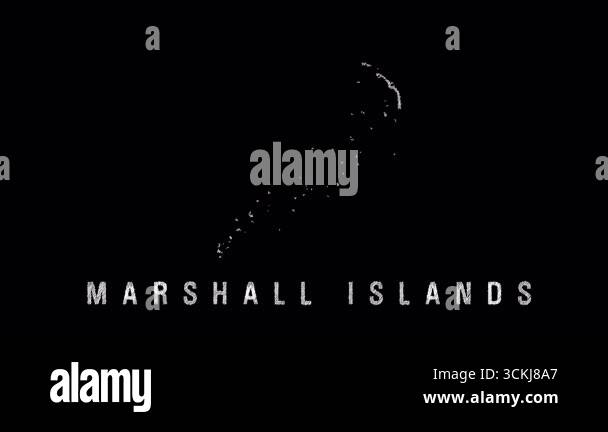 Marshall islands emerging as white particles coalescing across dark ...
