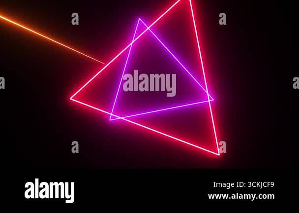 neon triangle shape with glowing lines Stock Video Footage - Alamy