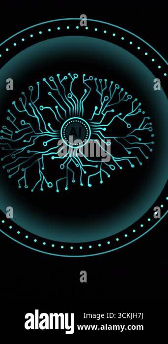 Animation of ai chat dialogue and scanner with ai brain network over servers. Connection, ai ...