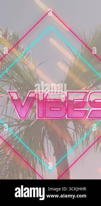 Animation of the words good vibes only in pink with diamond and moving ...