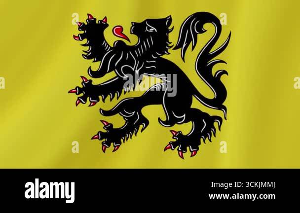 Flanders Waving Flag. Realistic Flag Animation. Seamless Loop ...