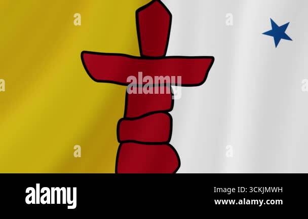 Nunavut Waving Flag. Realistic Flag Animation. Seamless Loop Background ...