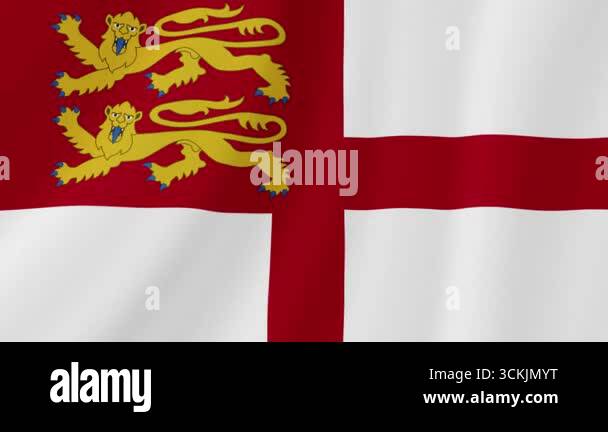 Sark Waving Flag. Realistic Flag Animation. Seamless Loop Background ...