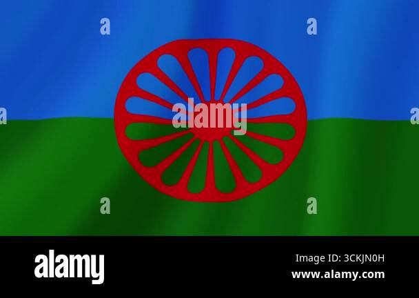 Romani People Waving Flag. Realistic Flag Animation. Seamless Loop ...