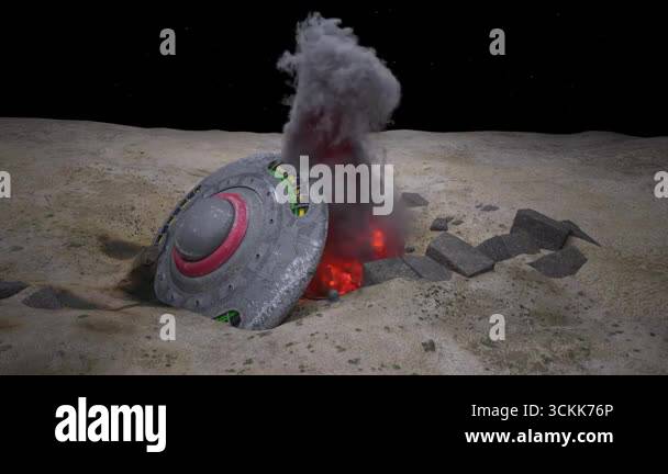 3D rendering of a crashed spaceship Stock Video Footage - Alamy