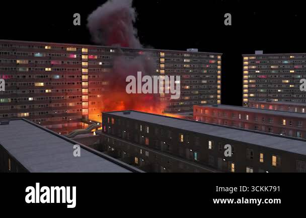 3D rendering of the fire scene Stock Video Footage - Alamy