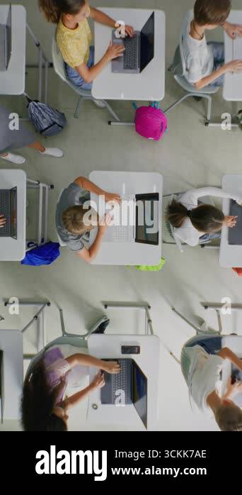 Primary School Students Working on Creative Projects on Laptops ...
