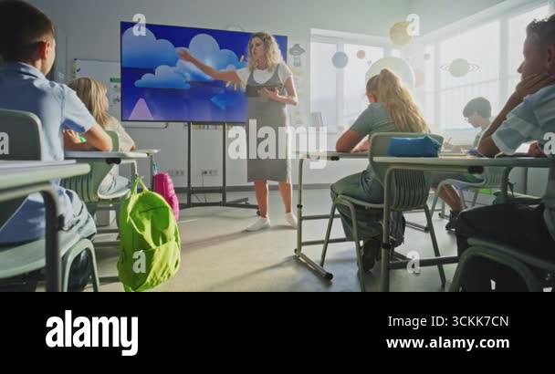 Elementary School Students Studying Basic Information About Weather ...