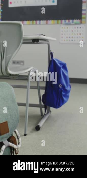 Interior of Empty Primary School Classroom with Desks, School Supplies ...
