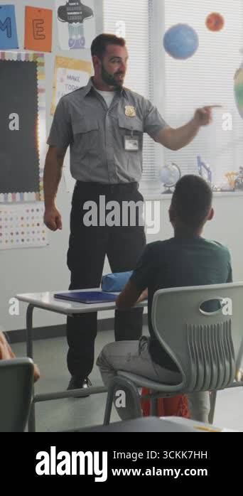 TSA Security Officer Explaining Safety Rules to Young Students at ...