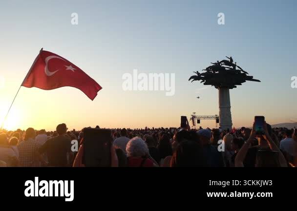 Izmir, Turkey - Sep 9 2025: Slow-motion video of a Turkish flag waving ...