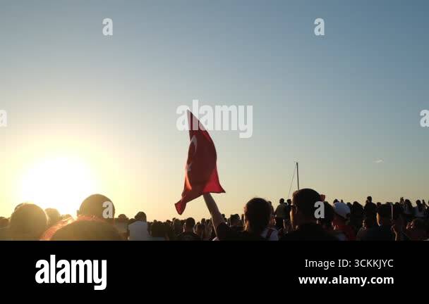 Izmir, Turkey - Sep 9 2025: Slow-motion video of a Turkish flag waving ...