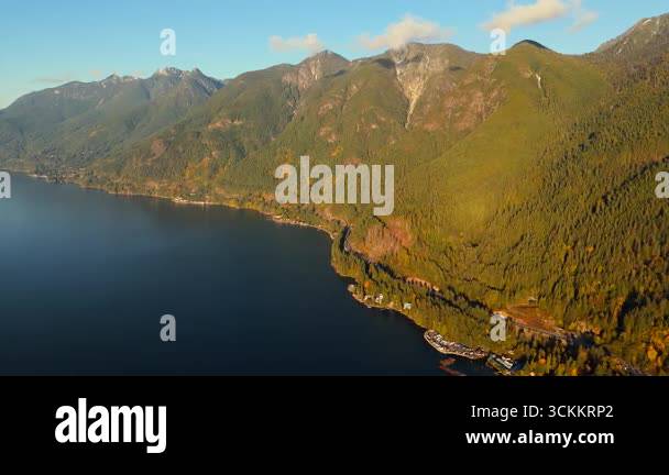 Aerial View on the beautiful Canadian landscape, mountains and fjords ...