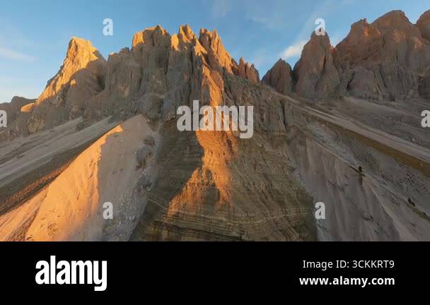 Aerial view of Seceda Mountain Alpe di Seceda In Puez Odle Nature Park ...