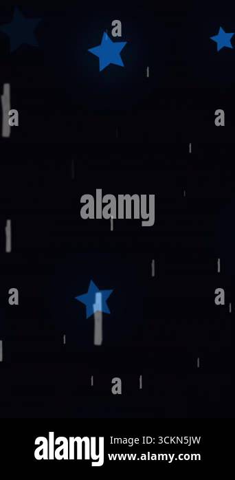 Animation of multiple glowing blue and grey stars moving in hypnotic ...