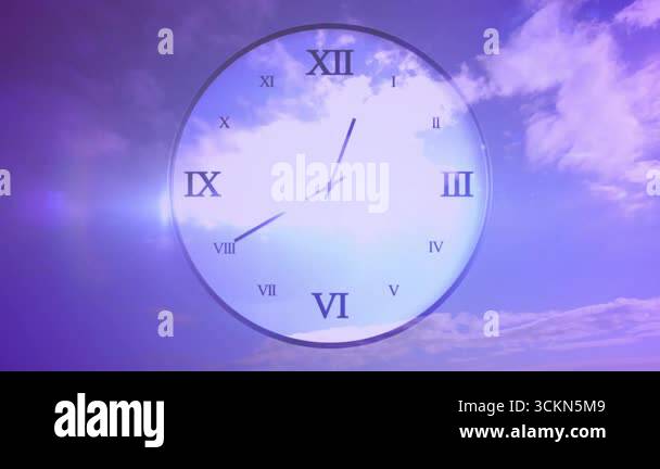 Starting near I-II, clock hands swinging, sweeping on clock face in ...