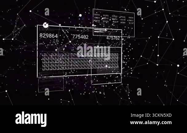 Flickering network nodes forming grid panels and updating numeric ...