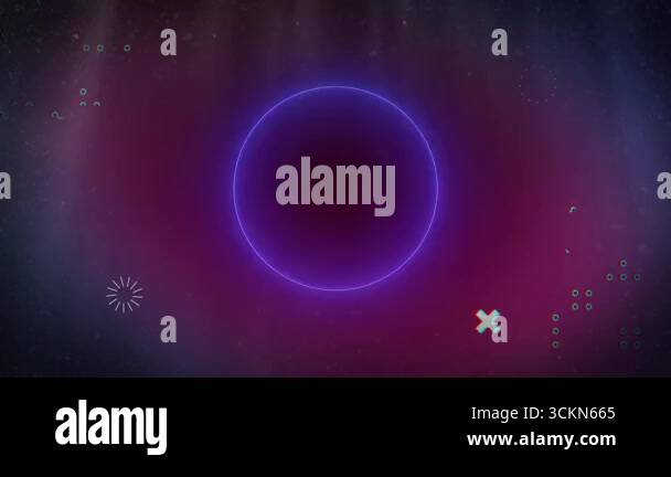 Red neon ring pulsing, contracting as cyan ring emerging with ...