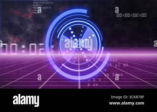 Initiating HUD showing rotating rings above grid while scanning effects visualizing data ...