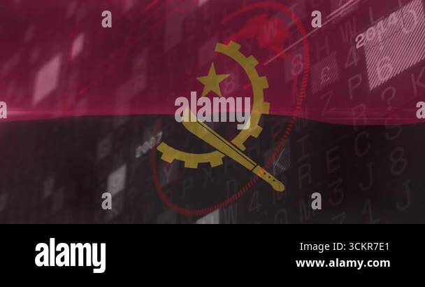 Dark matrix cascading starting red band sweeping over Angola flag ...