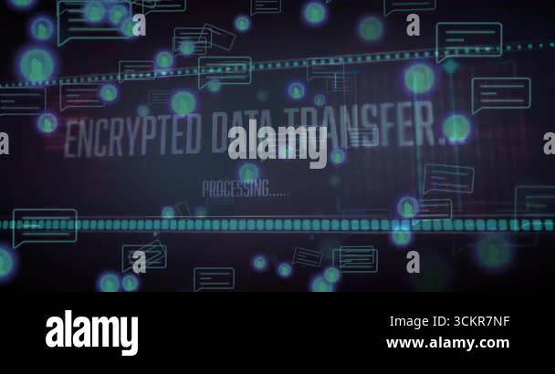 At start Encrypted Data Transfer fading in, bar filling, bubbles ...