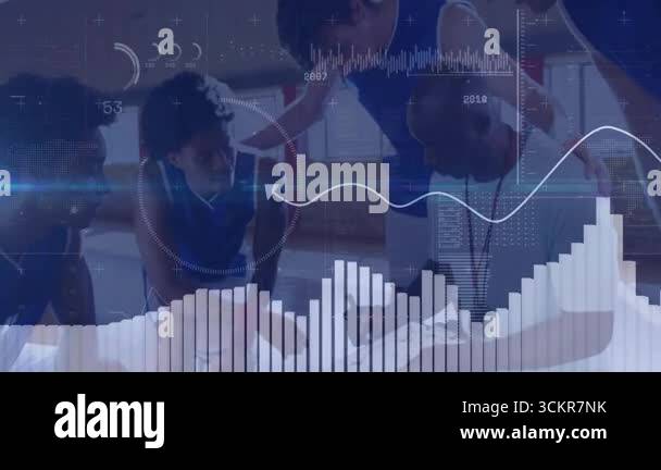 Coach calling four players midcourt drill for refining plays with ...