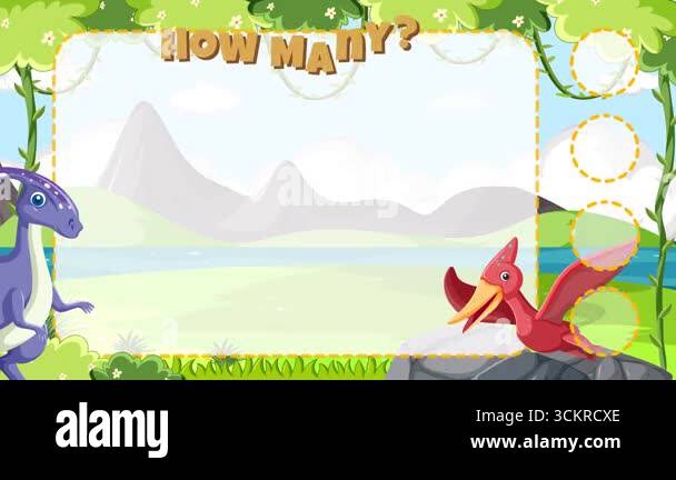 Interactive animation with dinosaurs teaching counting skills in a ...