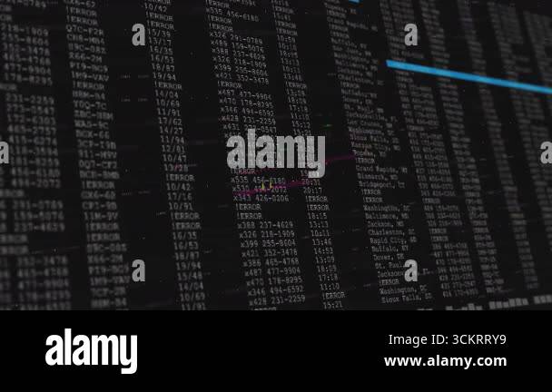 Faint streak starting code filling screen with blue bars evolving line ...