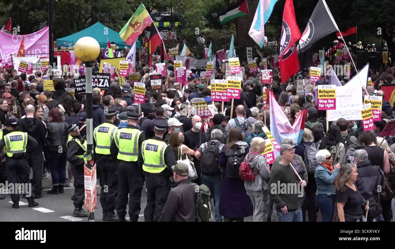 Activists take part in anti-racist protest in central London Stock ...