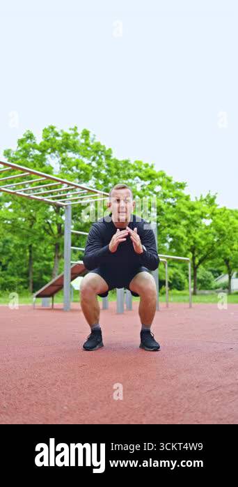 A fitness enthusiast presents explosive jump exercises to boost ...