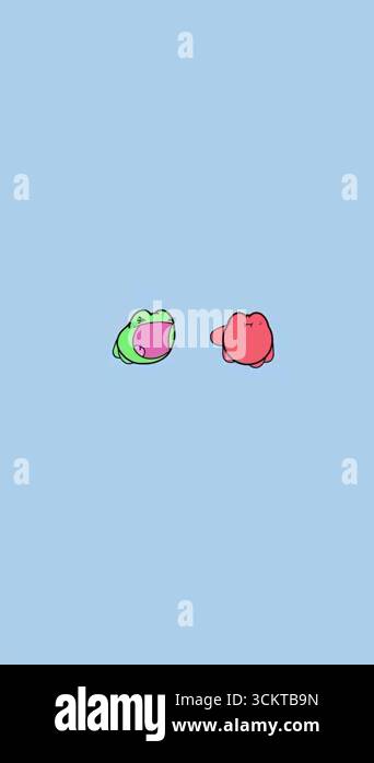 cartoon animation of a frog swaying with a colored background Stock ...