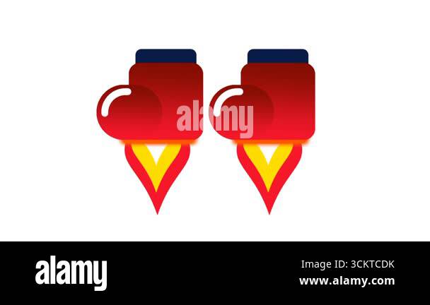 A pair of red rocket boots launches with fiery thrusters, symbolizing ...