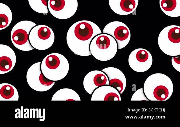 Spooky background with eyes moving fast looking around on black ...