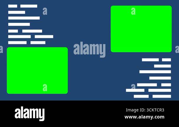 Grid layout greenscreen with rectangular boxes for simulating digital ...