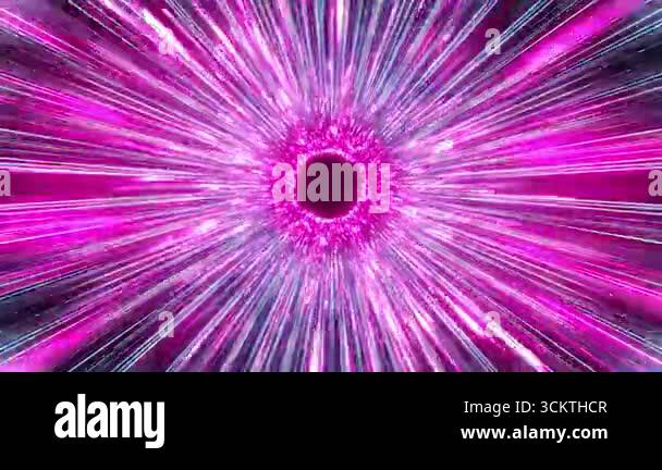 CGI flythrough of digital tunnel with glowing particles in dark space ...