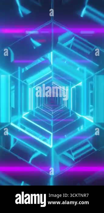 Animation of moving shapes on black background. retro future and ...