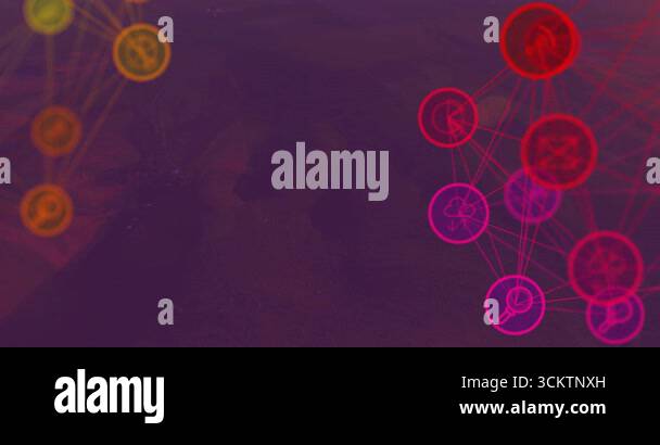 Background fading, starting network nodes pulsing and lines shifting, revealing valley at dusk ...
