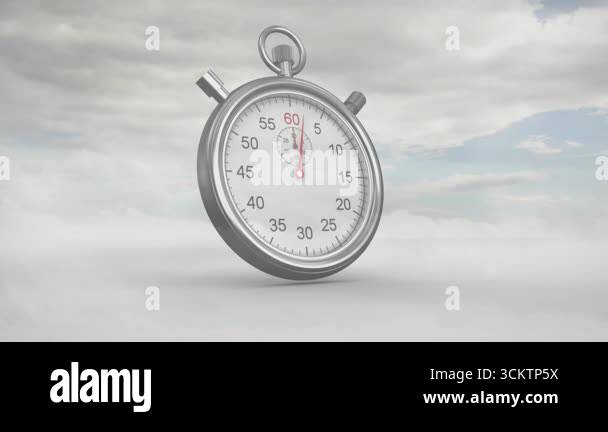 Subtle click starting red second hand rotating clockwise per second ...