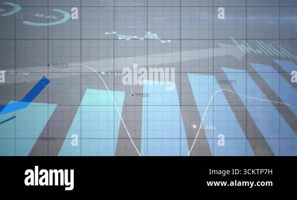 Pale blue bars starting white curve fading and colored lines climbing ...