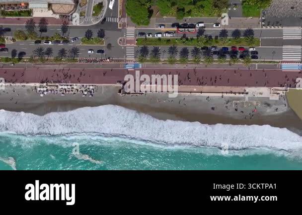 Aerial view of Nice, the capital of the Alpes-Maritimes on the French ...